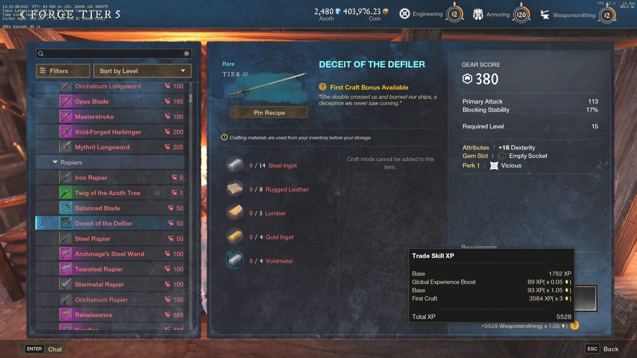 New World Weaponsmithing Guide